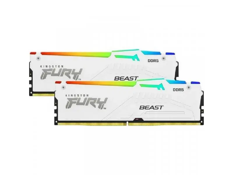 KINGSTON DIMM DDR5, 32GB (2×16), 5.200MHZ, FURY BEAST WHITE RGB XMP (KF552C40BWAK2-32)