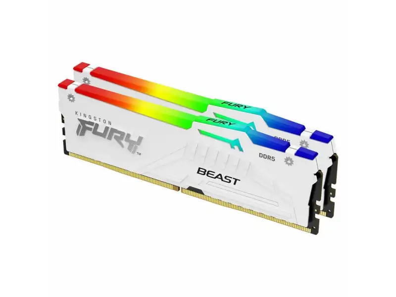 KINGSTON DIMM DDR5, 64GB (2×32), 5.600MHZ, FURY BEAST WHITE RGB XMP (KF556C40BWAK2-64)