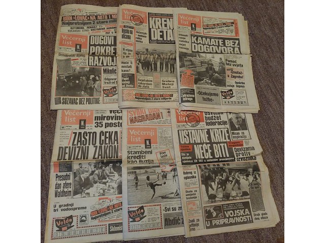 Vecernji list Zagreb - 6 brojeva novina iz 1988.godine