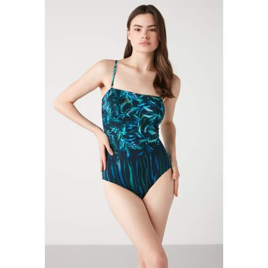 Valgu Leaf Patterned Strapless Swimwear