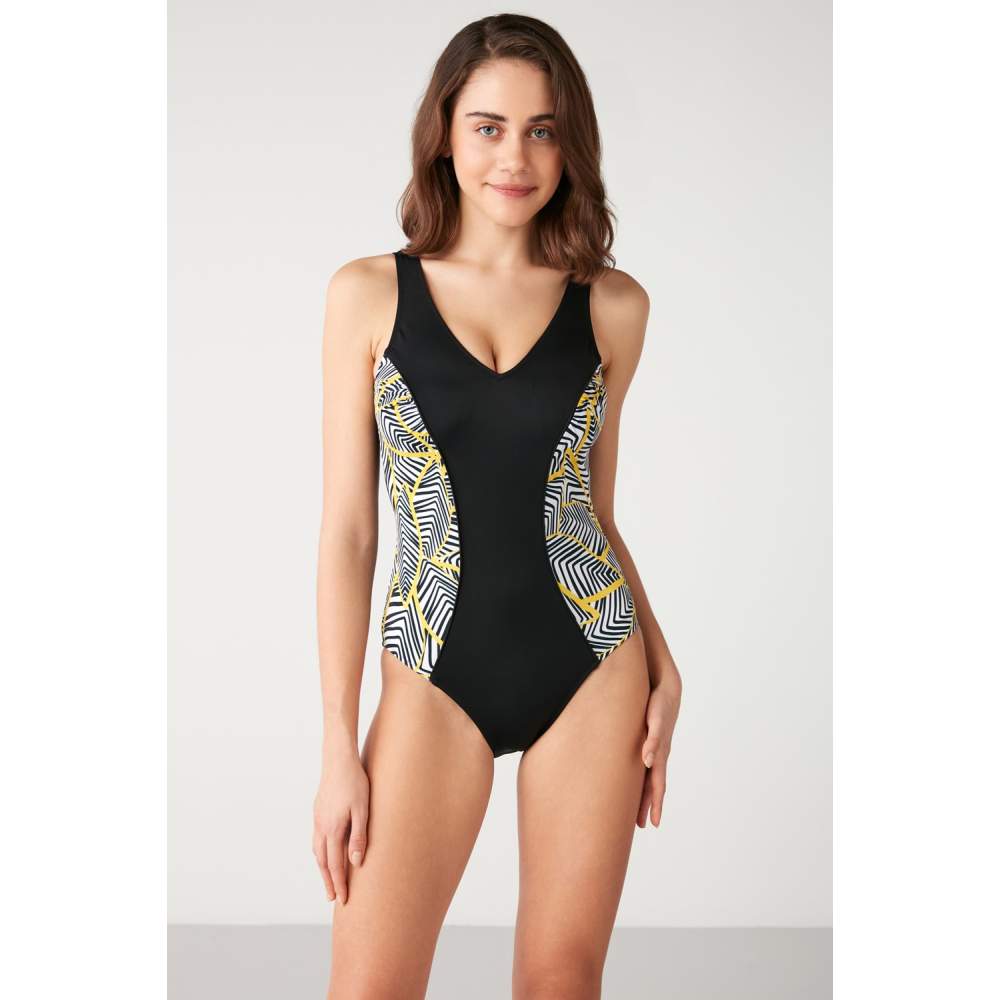 Kuni ÇLine Patterned Shiny Trim Swimsuit