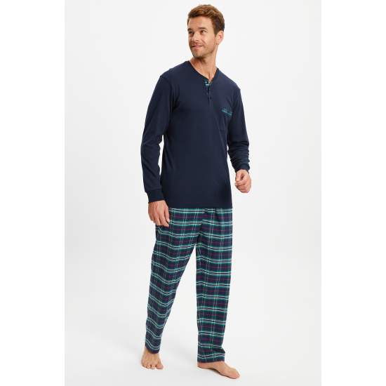 Sam Buttoned Plaid Men's Pajamas Set