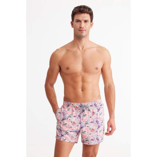 Frond Leaf Patterned Marine Shorts