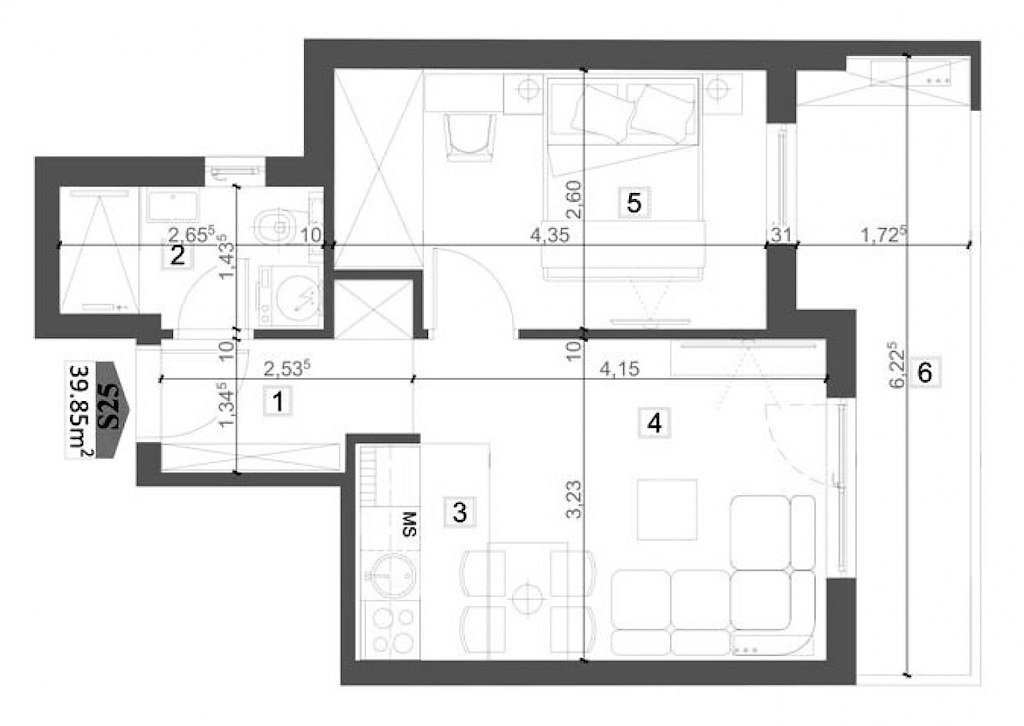 SOMBORSKI BULEVAR, 40 m2, Dvosoban sa pdv