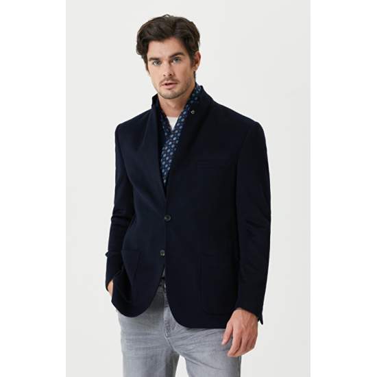 Loro Piana Navy Blue Cashmere Jacket