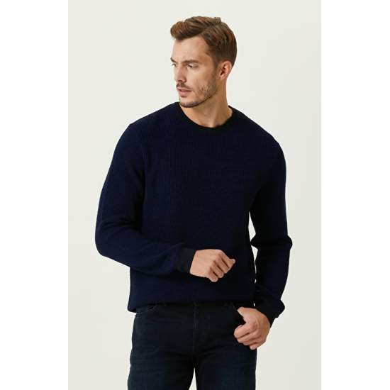 Navy Blue Wool Sweater