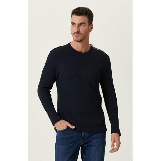 Navy Combed Cotton Sweatshirt