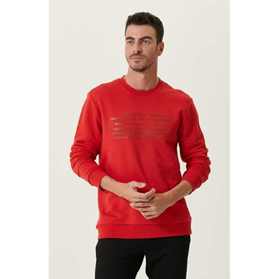 Red Injection Printed Sweatshirt