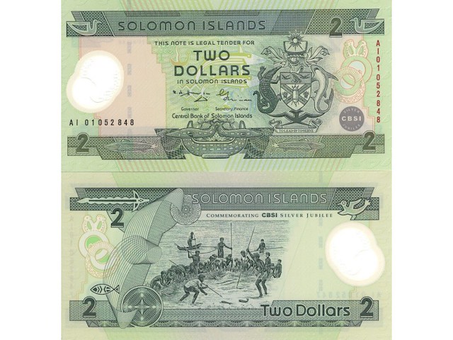 SOLOMON ISLANDS Solomonova 2 Dollars 2001 UNC, Polymer