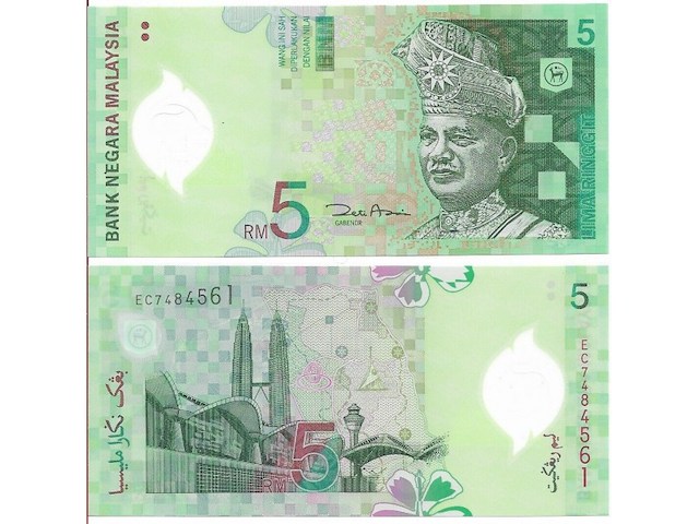 MALAYSIA Malezija 5 Ringgit 2004 UNC, Polymer