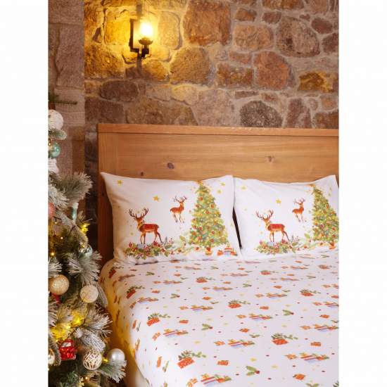 Sarah Anderson Santa 100% Cotton Single Sheet Set