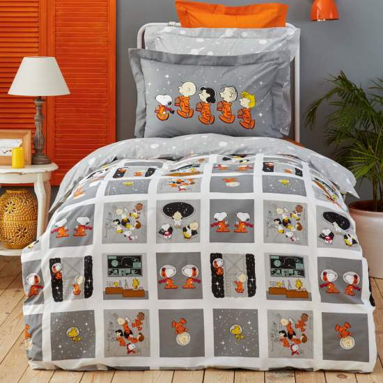 Peanuts by Karaca Home Snoopy Space Single 100% Cotton Duvet Cover Set