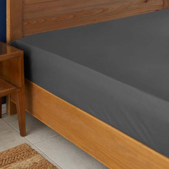 Nautica Home Anthracite 100% Cotton Single Fitted/Elastic Bed Sheet