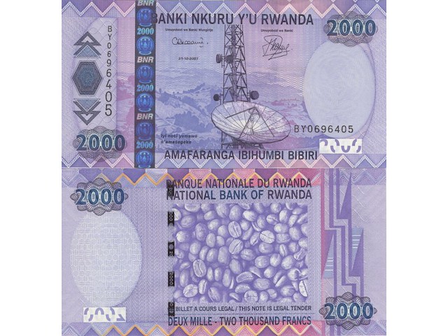 RWANDA Ruanda 2000 Francs 2007 UNC, P-31