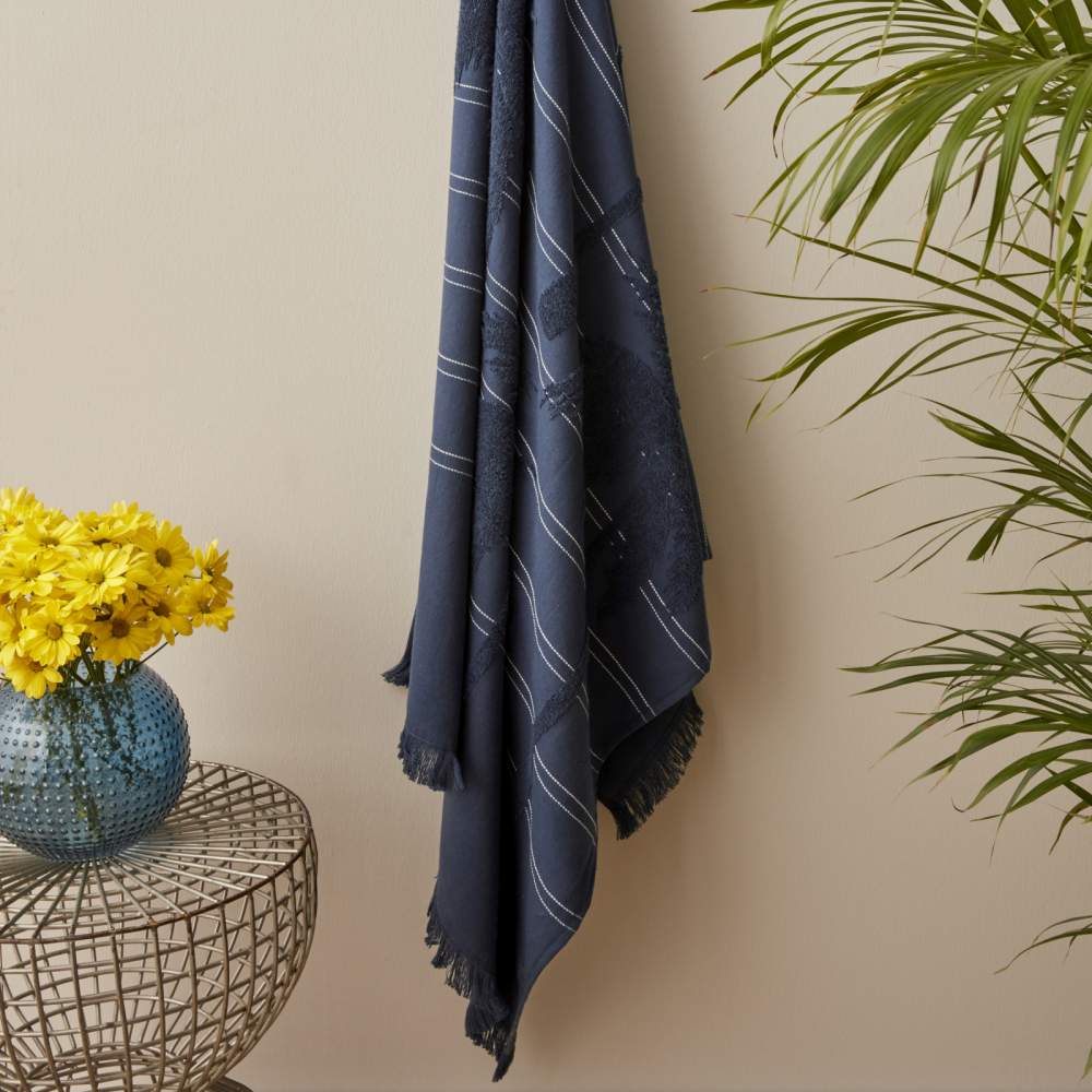 Karaca Home Young Denim Palm Bath Towel 85x150 cm Navy Blue
