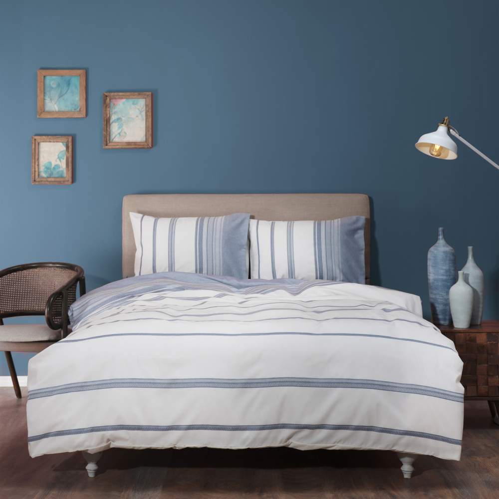 Karaca Home Vetro Blue Single Yarn Dyed Duvet Cover Set