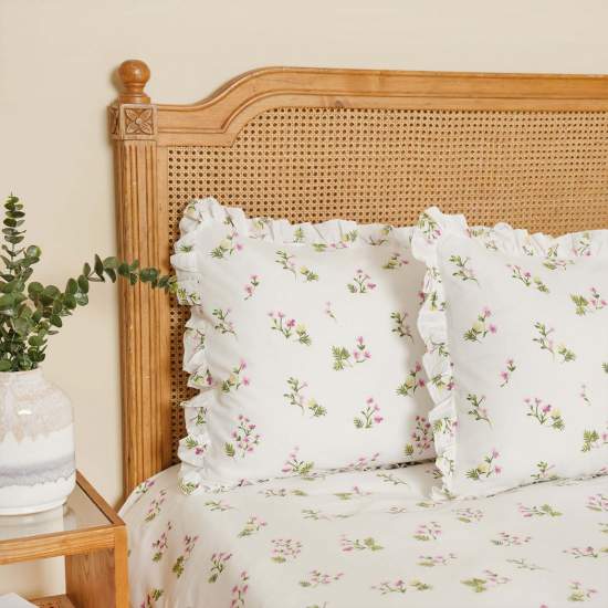 Karaca Home Silvie Plum 100% Cotton Ruffled Double Bed Sheet Set
