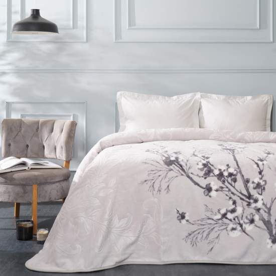 Karaca Home Sakura Gray Double Embosy Blanket