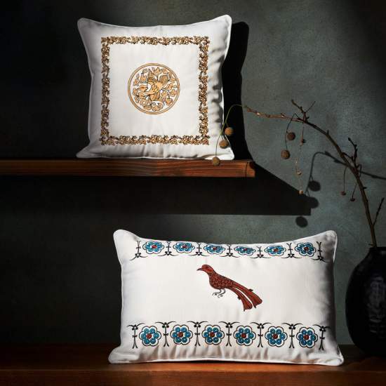 Karaca Home Paye Seljuk Series Bird Embroidered Pillow