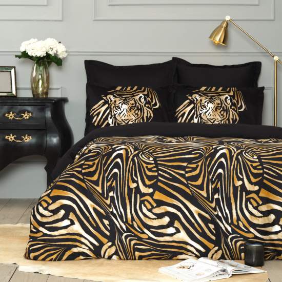 Karaca Home Pardus King Satin Duvet Cover Set Black