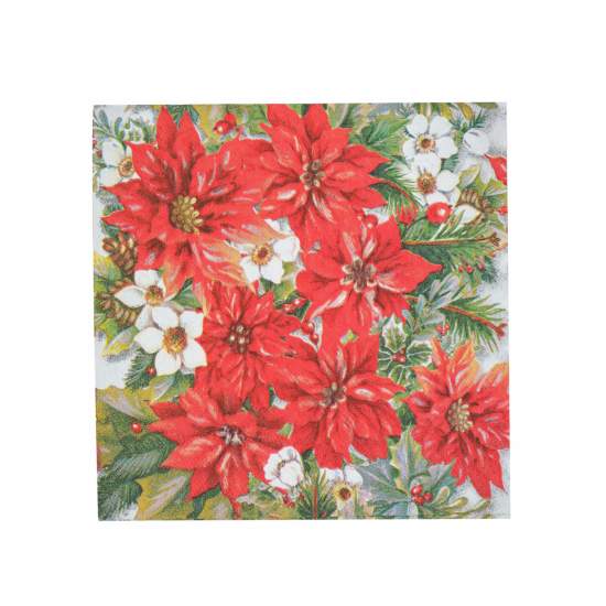 Karaca Home New Year Poinsettia All Over Paper Napkin