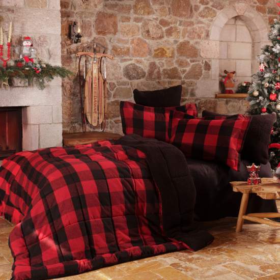 Karaca Home Mountain Red-Black Double Cozy Comfort