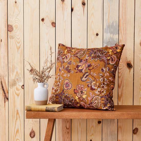 Karaca Home Milo Brown Patterned Cushion 45x45 cm