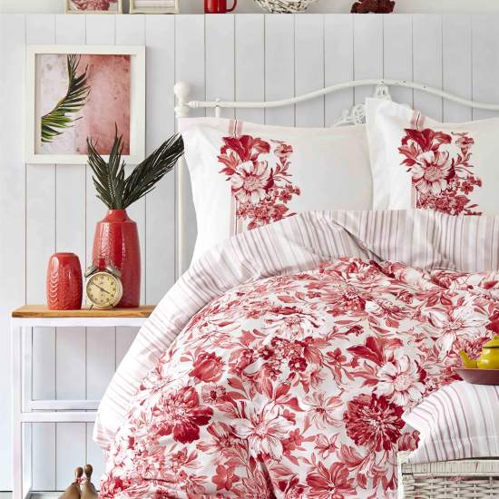 Karaca Home Melanie Red 100% Cotton Double Duvet Cover Set