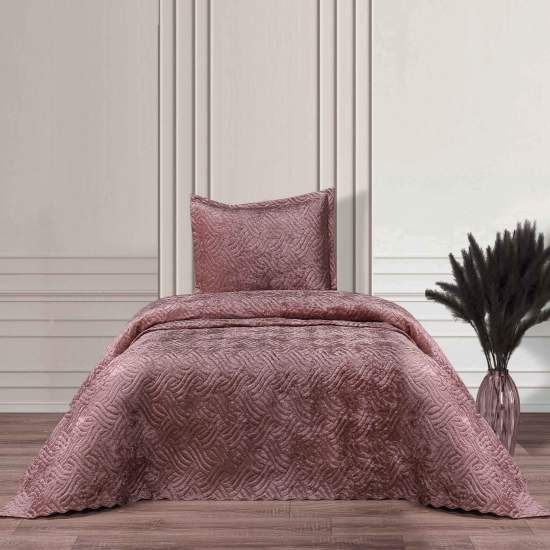 Karaca Home Lamia Powder Velvet Single Bedspread