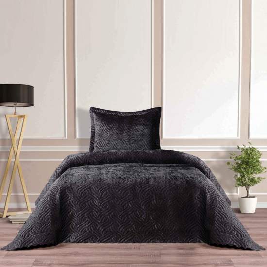 Karaca Home Lamia Anthracite Velvet Single Bedspread