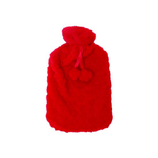 Karaca Home Heart Textured Red Plush Water Bag