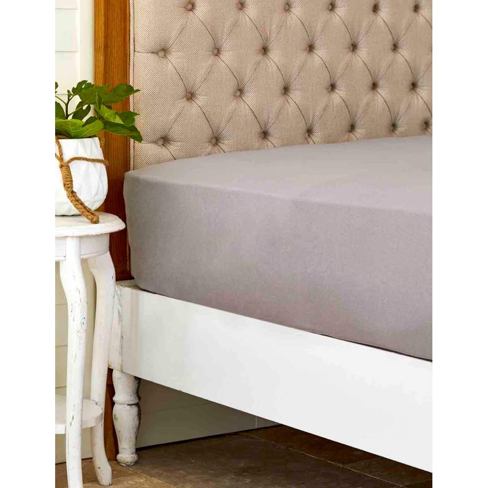 Karaca Home Gray Combed Cotton Fitted/Elastic Bed Sheet Single Person