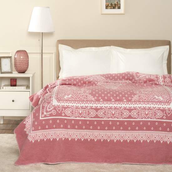 Karaca Home Evelina Dried Rose Double Cotton Blanket