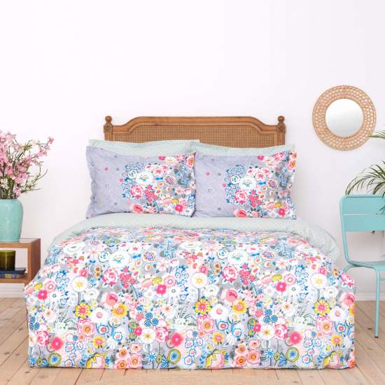 Karaca Home Dulce Blue 100% Cotton Single Duvet Cover Set