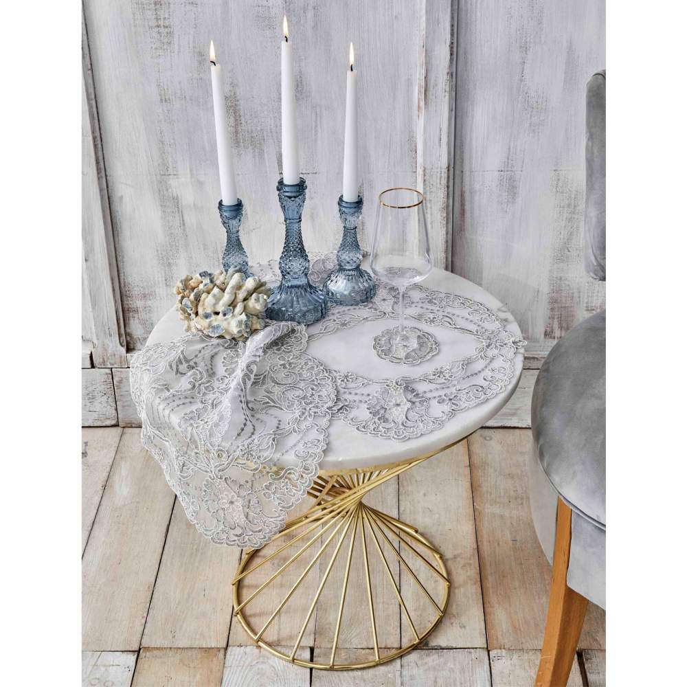 Karaca Home Dolores Silver 15 Piece Embroidered Living Room Set