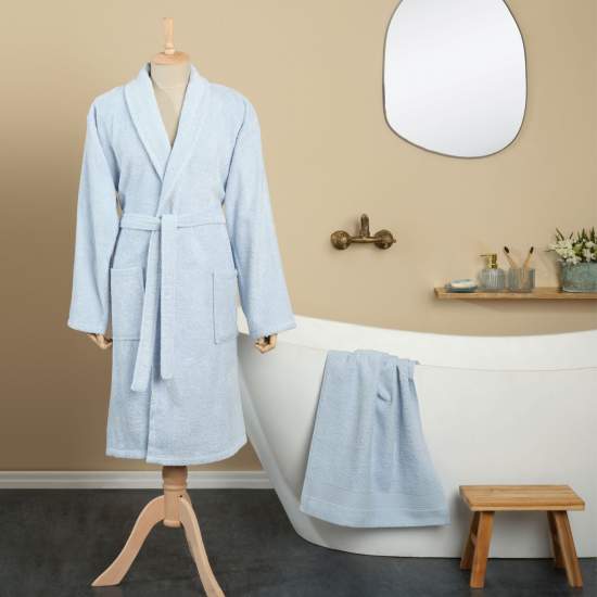 Karaca Home Defy Blue 100% Cotton Bathrobe Set XL/XXL