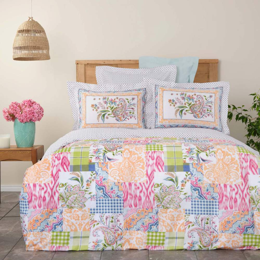 Karaca Home Dallias Fuchsia 100% Cotton Double Duvet Cover Set