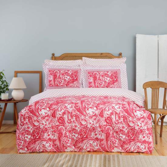 Karaca Home Bellance Red 100% Cotton Double Duvet Cover Set