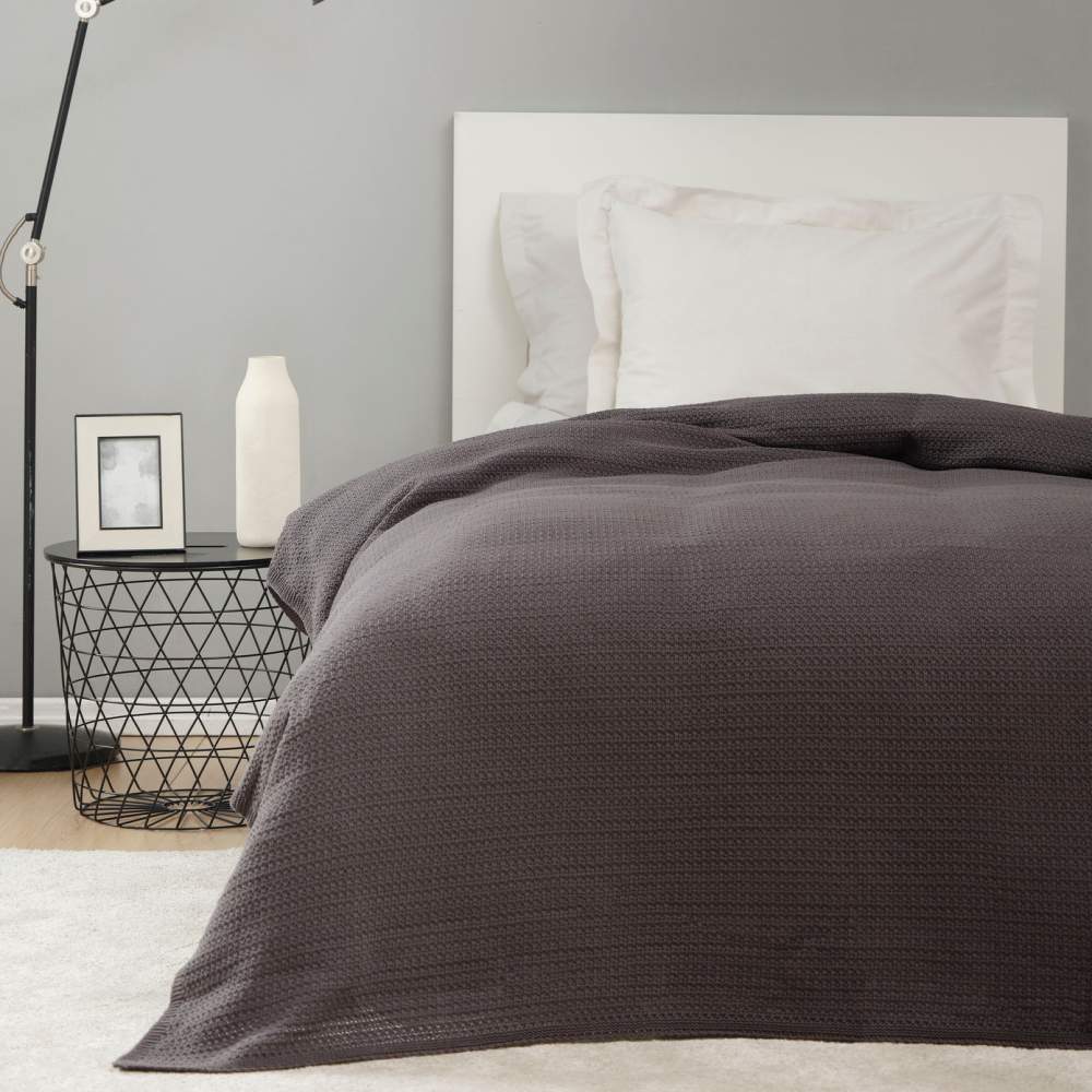 Karaca Home Back To Basic Anthracite Double Knitted Blanket