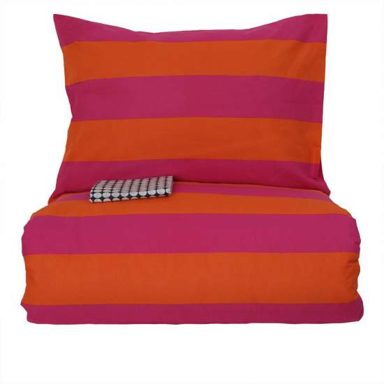 Sarah Anderson Ronie Fuchsia Orange 100% Cotton Single Duvet Cover & Pillow Set