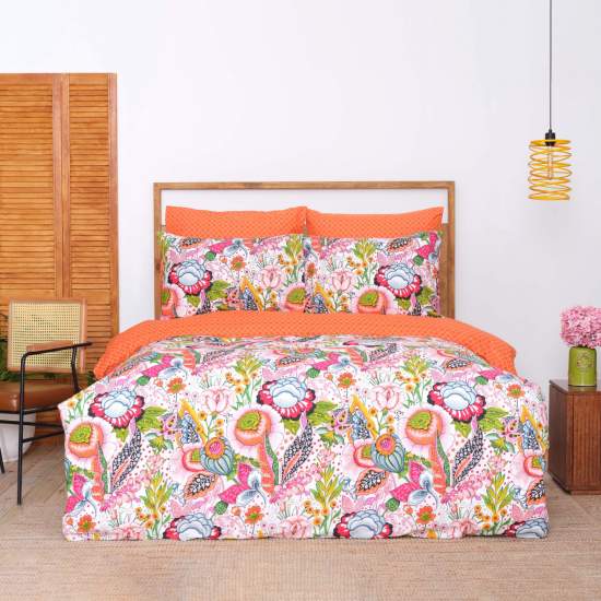 Sarah Anderson Mitsy Orange 100% Cotton Double Duvet Cover & Pillow Set