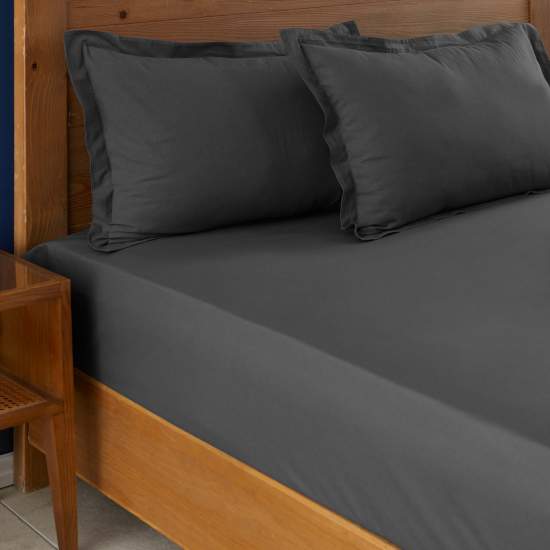 Nautica Home Anthracite 100% Cotton Single Bed Sheet