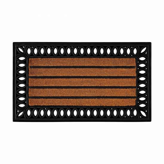 Cashmere Carpet Rubber Framed Striped Coco Mat 45x75 cm