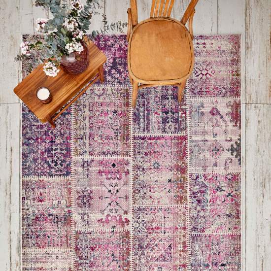 Cashmere Carpet 7/24 Multicolored Patchwork Pink 120x180 cm