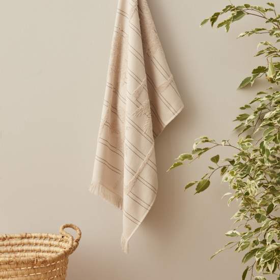 Karaca Home Young Denim Palm 100% Cotton Face Towel 50x90 cm Beige