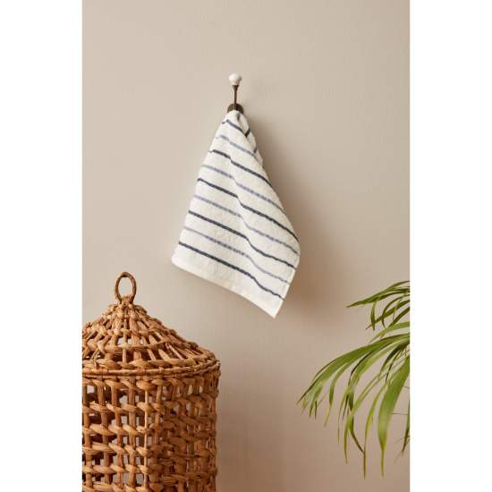 Karaca Home Young Denim Blue Striped 100% Cotton Hand Towel 30x50 cm White