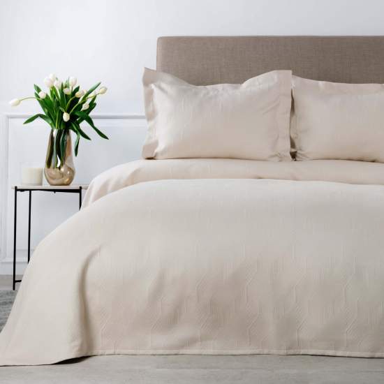 Karaca Home White Collection Oriane Beige 100% Cotton Double Bedspread Set