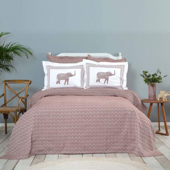 Karaca Home Somes Terracota Double Bedspread Set and Sheet Set