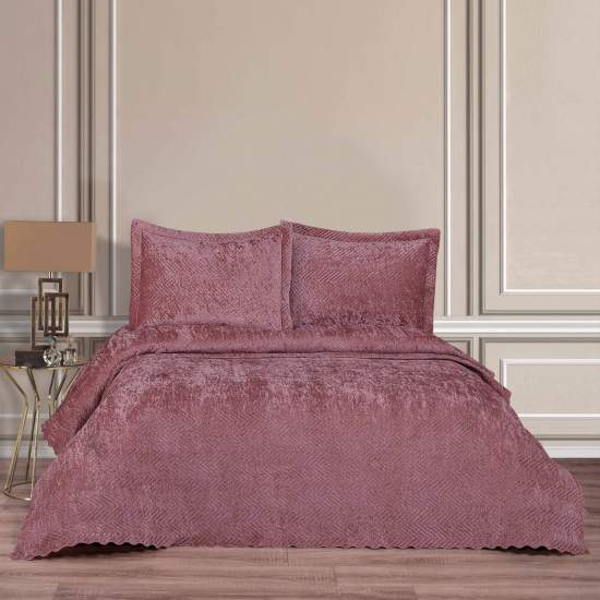 Karaca Home Senna Powder Velvet Double Bedspread