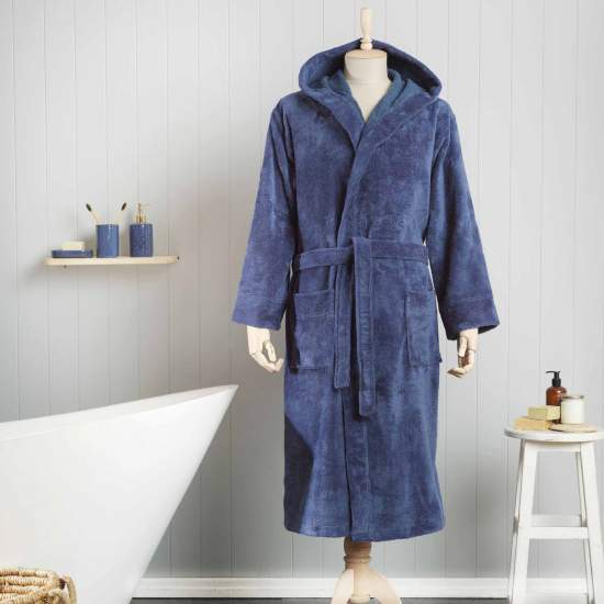 Karaca Home Motto Indigo Triga Bathrobe S/M